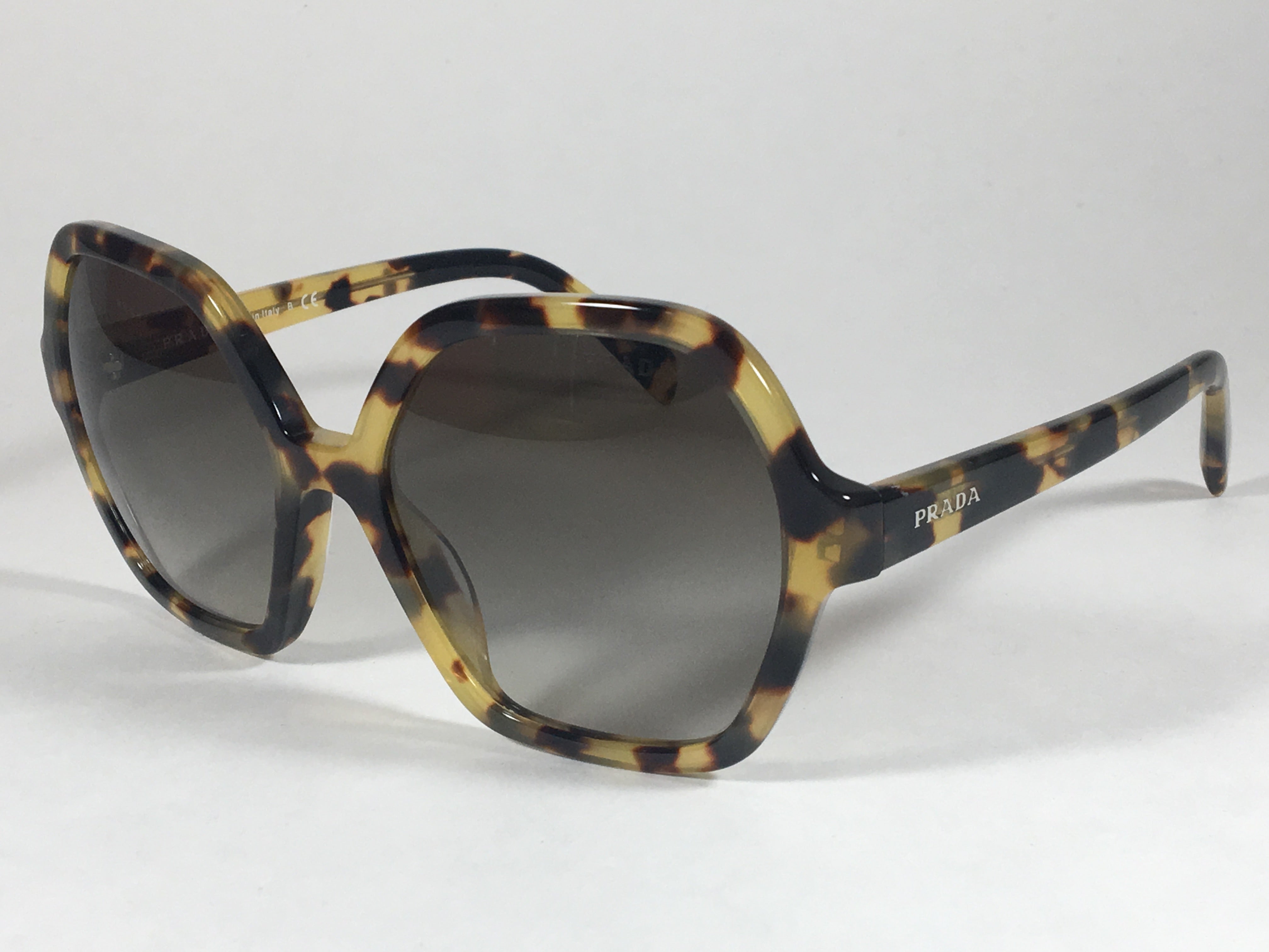 Prada Hexagon Sunglasses Womens SPR06S 7S0-4K1 Medium Havana Tortoise ...