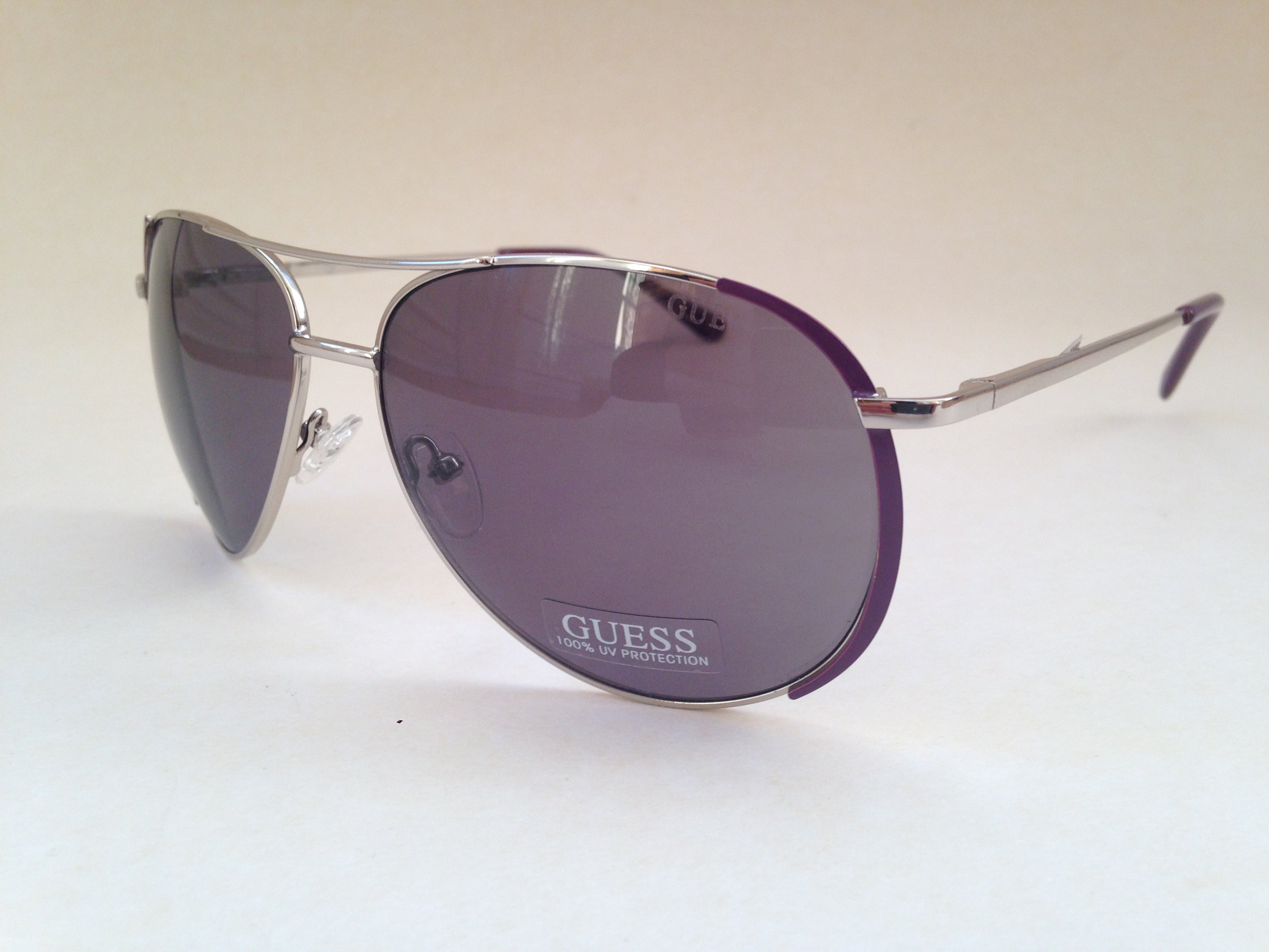 Guess Womens Aviator Sunglasses GF0267 10A Silver Metal Frame Purple ...