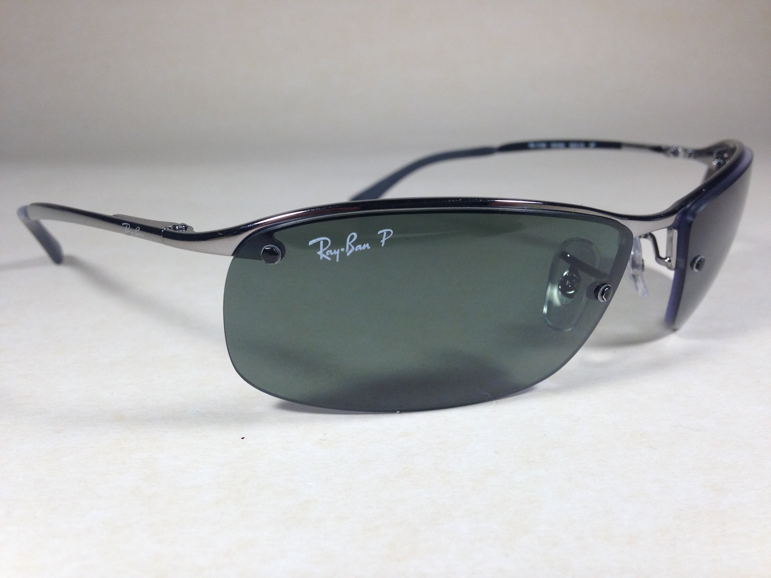 Ray-Ban Tech Polarized Rimless Sunglasses RB3183 004/9A Silver Gunmeta ...